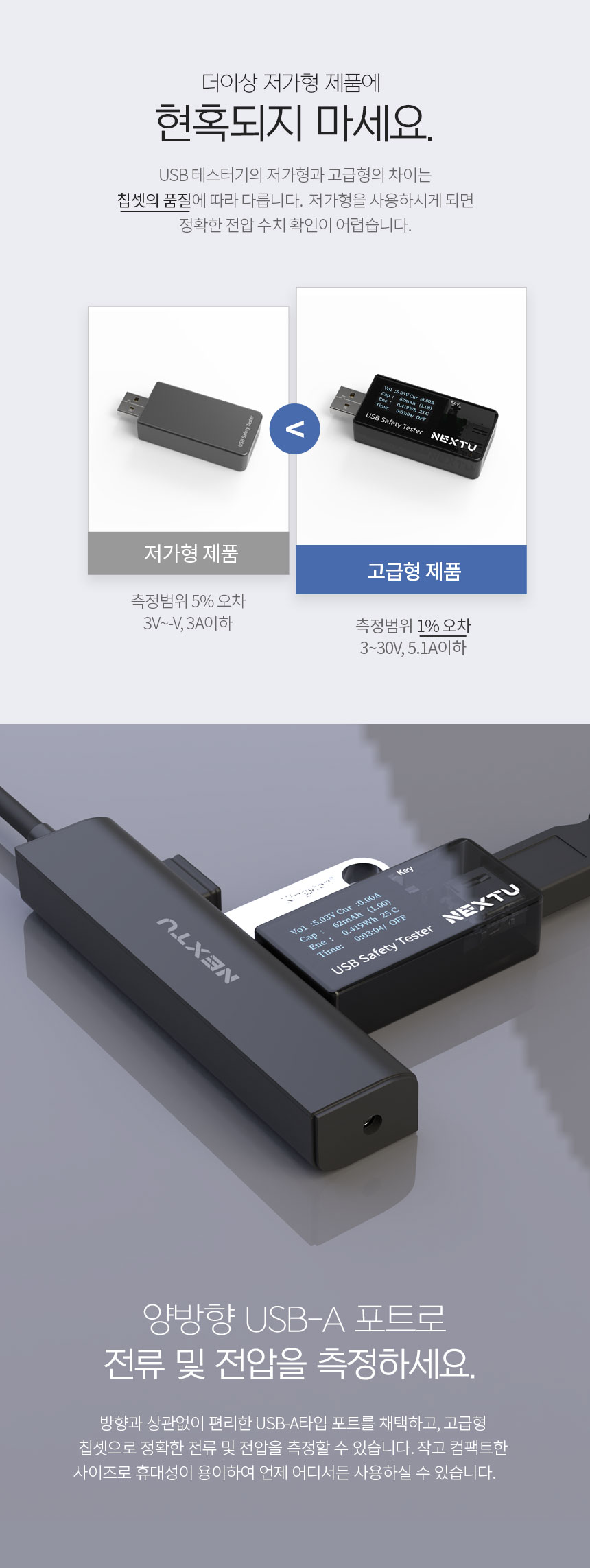 PC주변기기 > NEXT-VA01W USB-A 전압 전류 테스터기 전력량 체크기 | 오늘의집 쇼핑